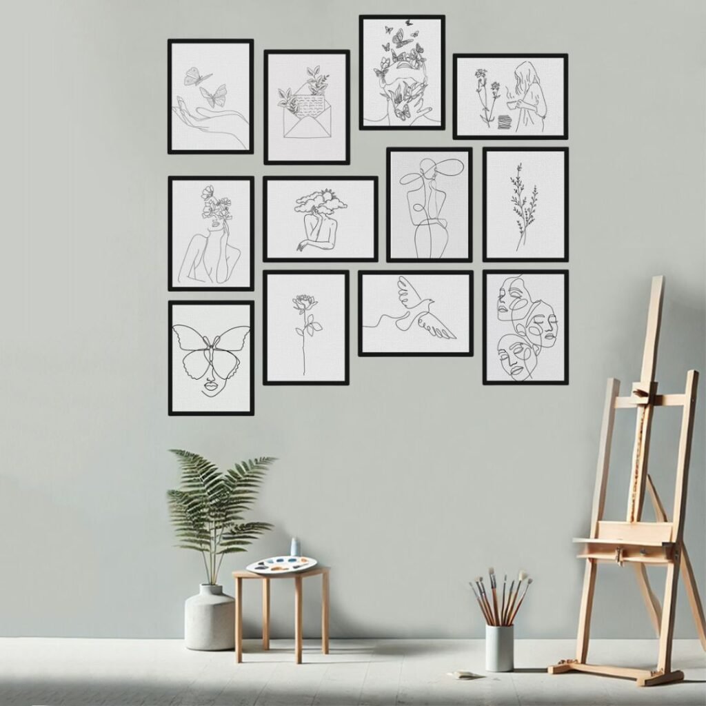 Botanical Line Art Collection Wall Picture Tiles - Adorn Walls